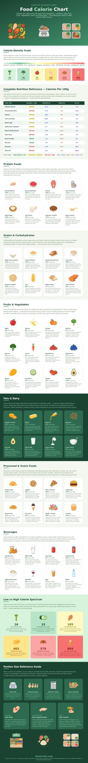 Food Calorie Chart - GymCreek