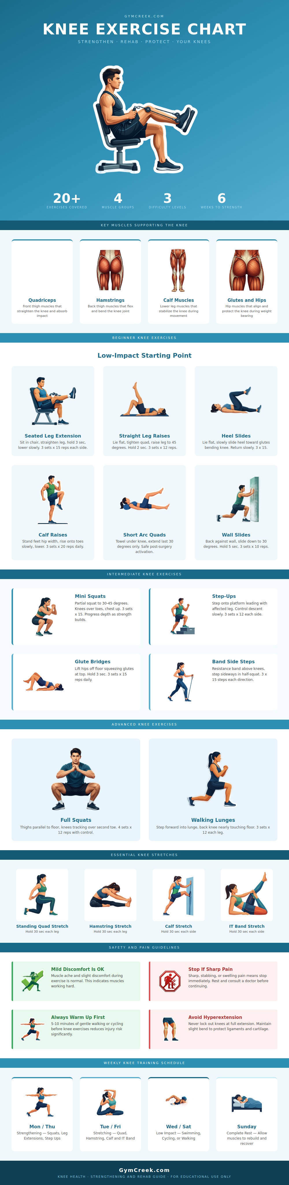 Knee Exercise Chart - GymCreek