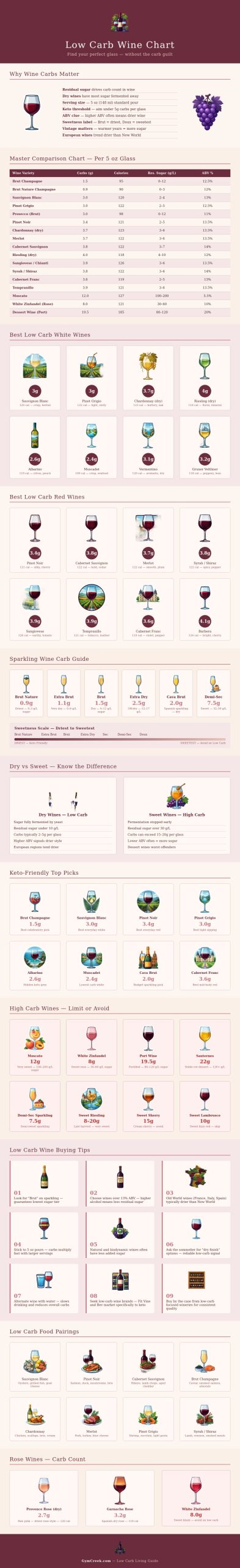 Low Carb Wine Chart - GymCreek